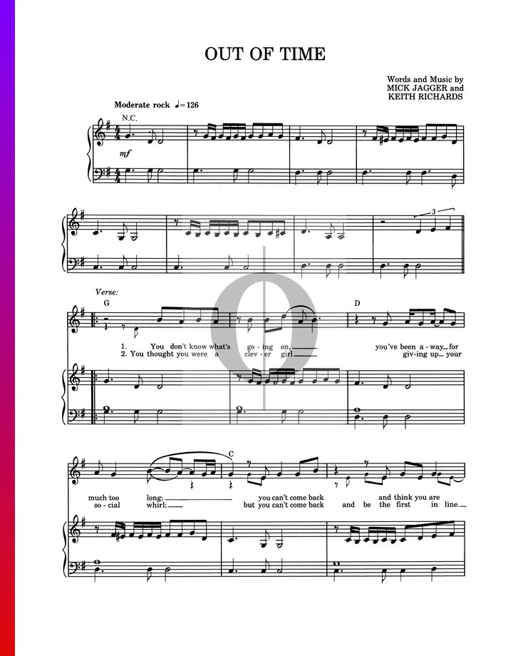 Out Of Time (The Rolling Stones) Piano Sheet Music - OKTAV