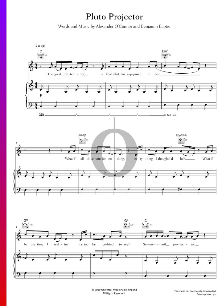 Pluto Projector (Rex Orange County) Piano Sheet Music - OKTAV