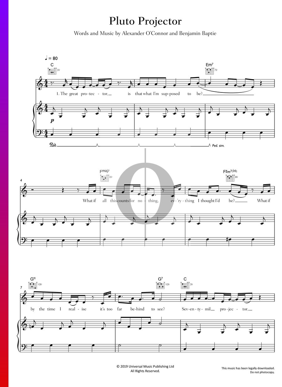 Pluto Projector (Rex Orange County) Piano Sheet Music - OKTAV