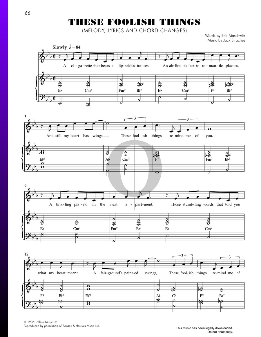 These Foolish Things (Ella Fitzgerald) Piano Sheet Music - OKTAV
