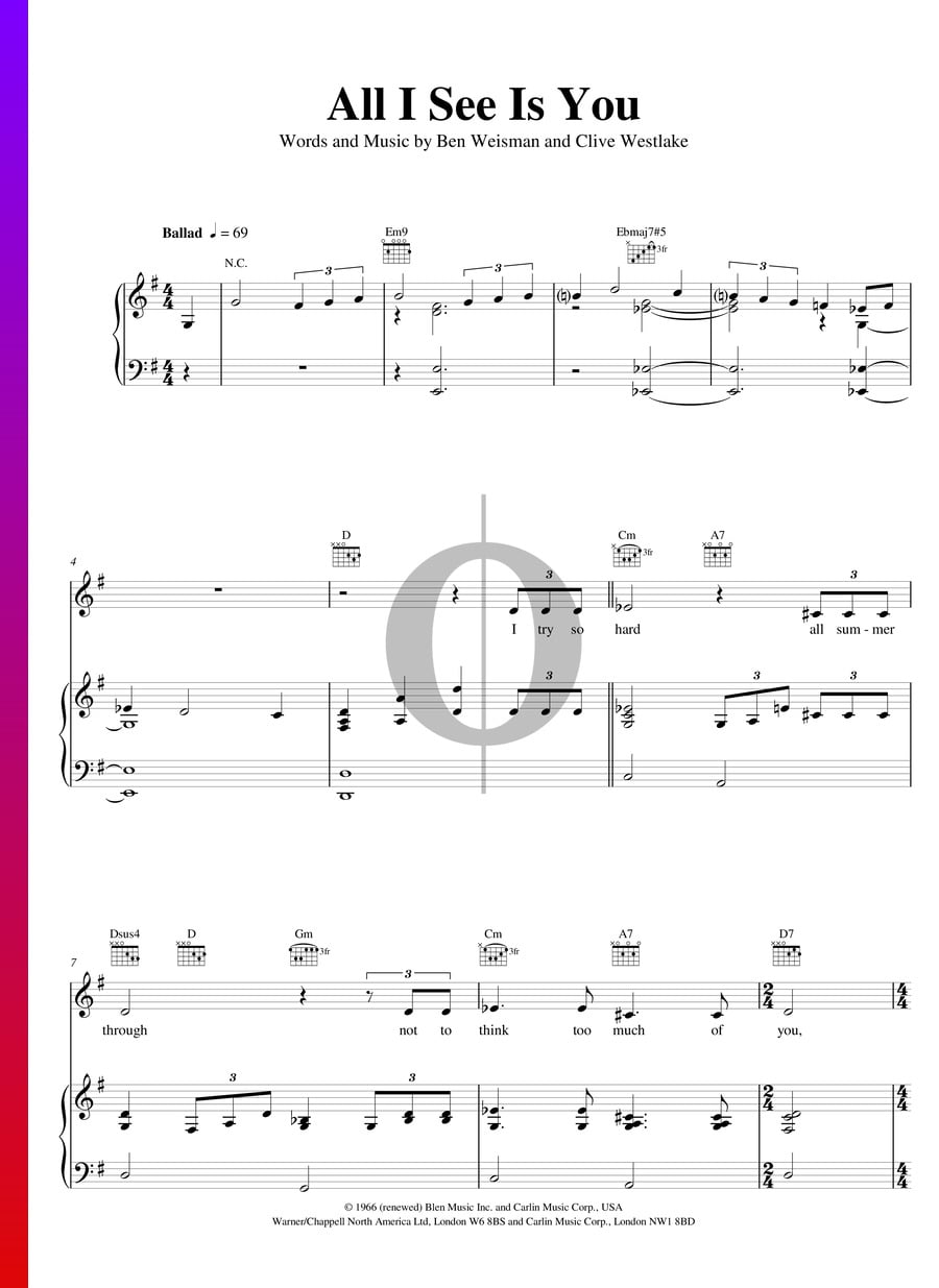 All I See Is You (Dusty Springfield) Piano Sheet Music - OKTAV