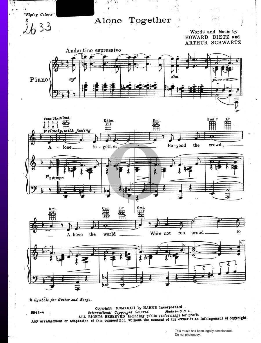 Alone Together (Arthur Schwartz) Piano Sheet Music - OKTAV