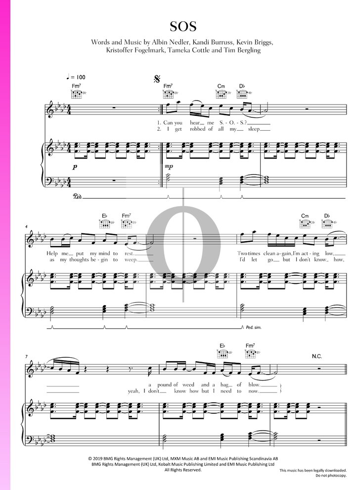 SOS (Aloe Blacc, Avicii) Piano Sheet Music - OKTAV