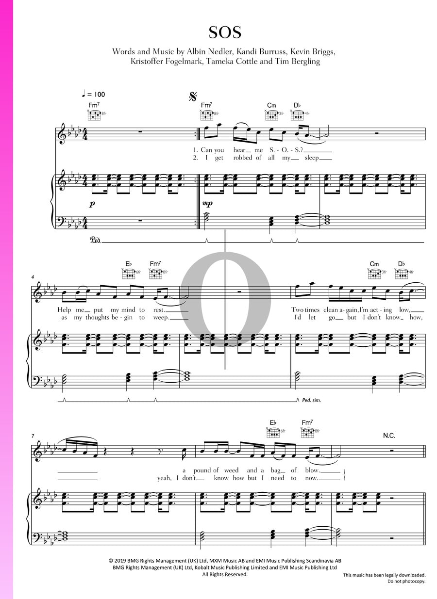SOS (Aloe Blacc, Avicii) Piano Sheet Music - OKTAV