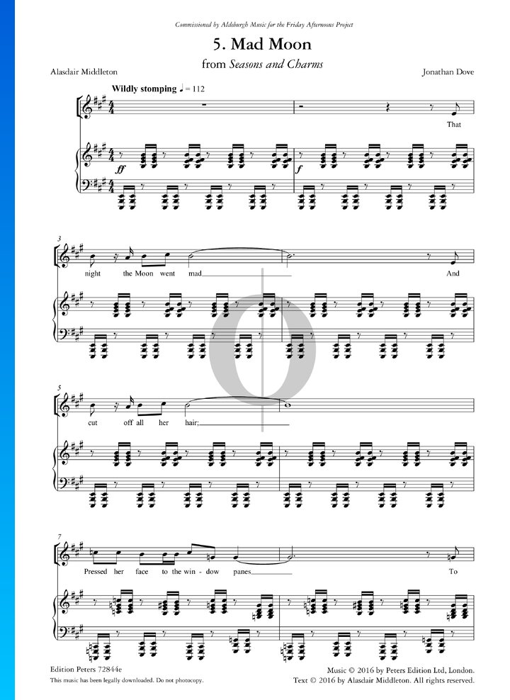 Mad Moon » Jonathan Dove - Partituras de piano - OKTAV