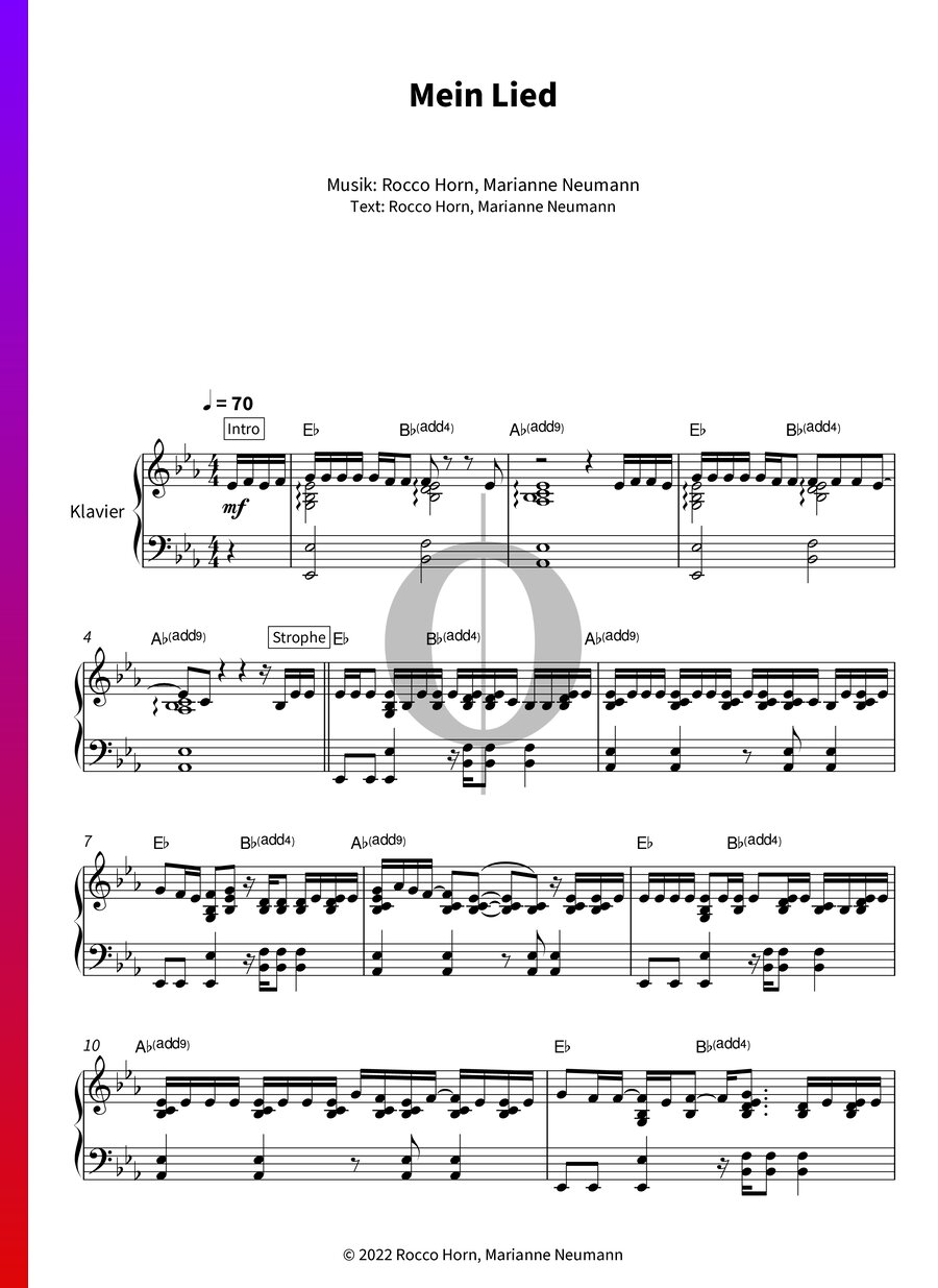 Mein Lied (Berge) Piano Sheet Music - OKTAV