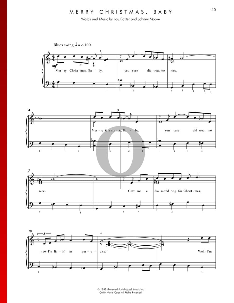 Merry Christmas, Baby (Johnny Moore) Piano Sheet Music - OKTAV