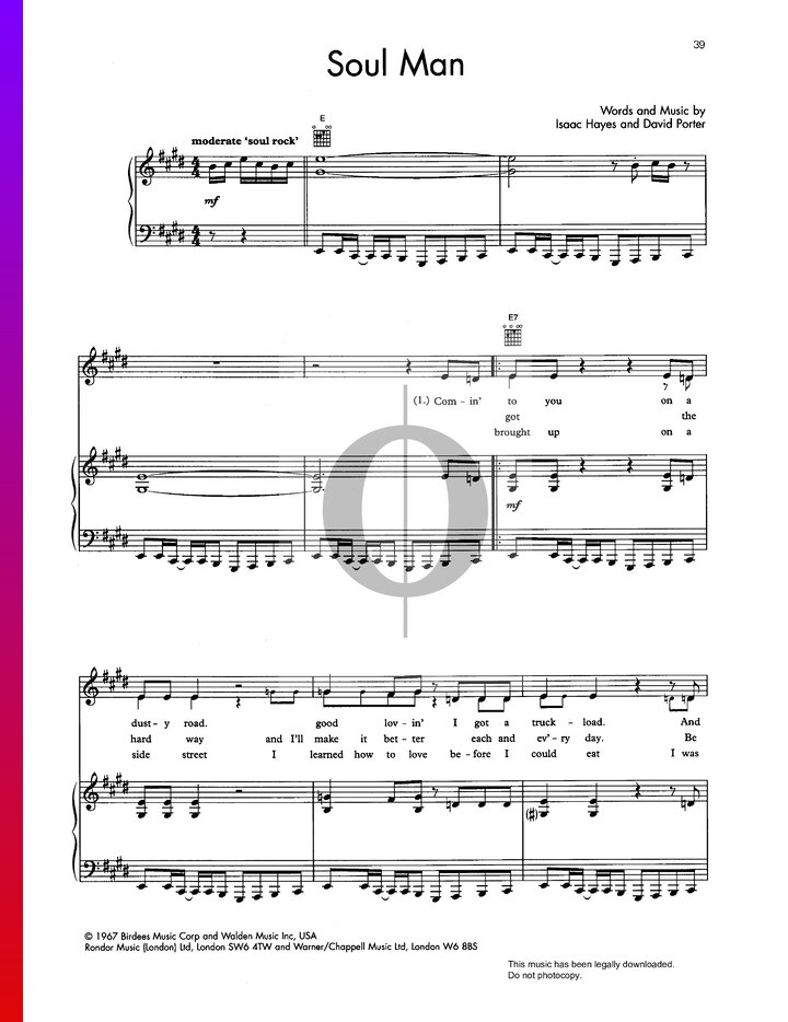 Soul Man (Sam & Dave) Piano Sheet Music - OKTAV