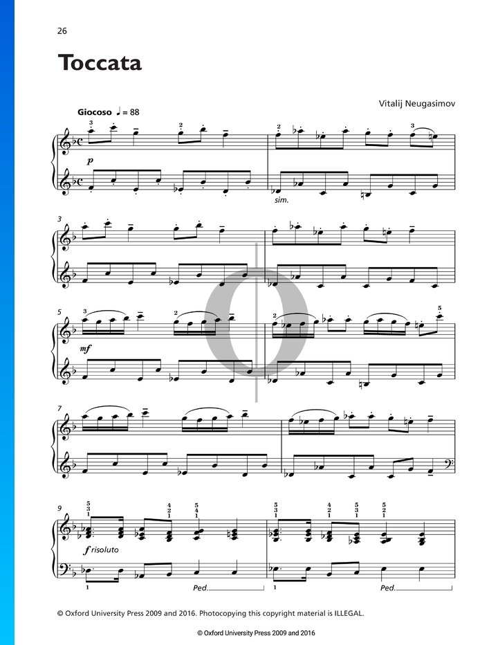 Toccata (Vitalij Neugasimov) Piano Sheet Music - OKTAV