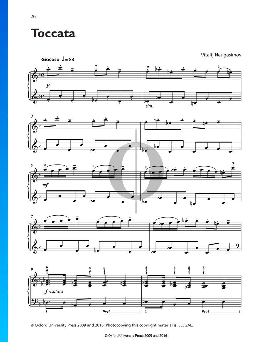 Toccata (Vitalij Neugasimov) Piano Sheet Music - OKTAV