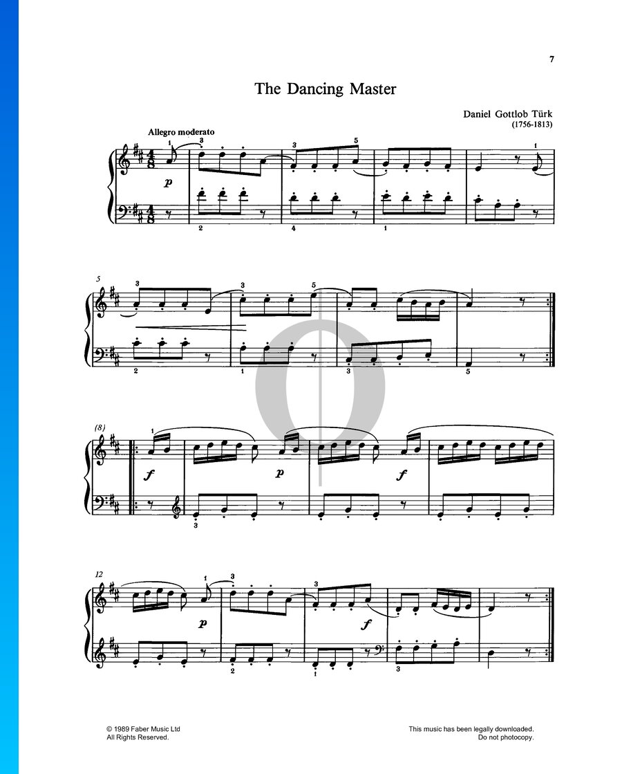 The Dancing Master (Daniel Gottlob Türk) Piano Sheet Music - OKTAV