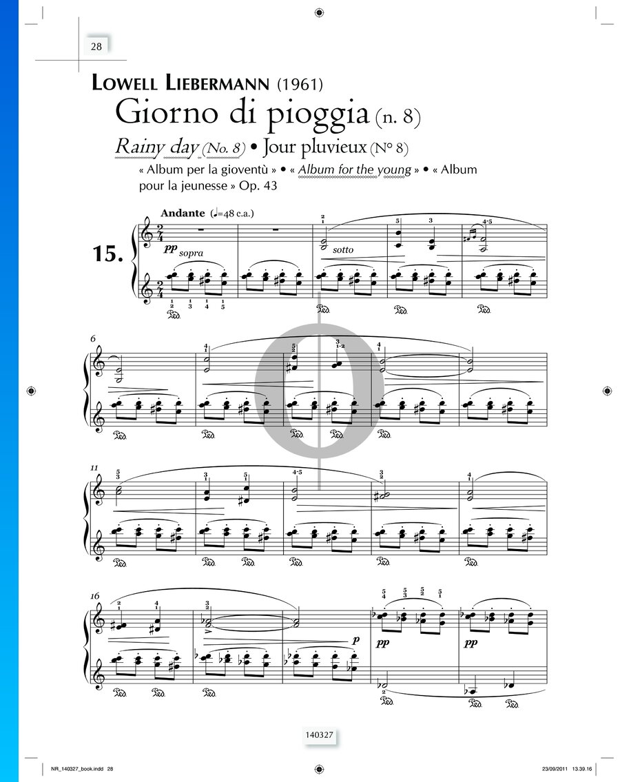 Album for the young, Op. 43: No. 8 Rainy Day (Lowell Liebermann) Piano ...