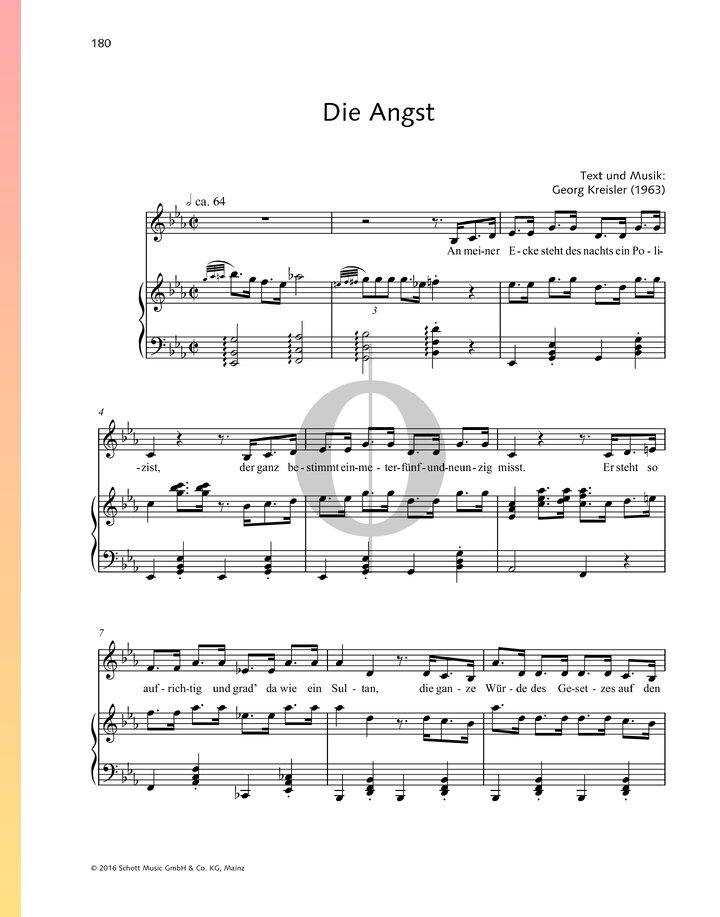 Die Angst (Georg Kreisler) Piano Sheet Music - OKTAV