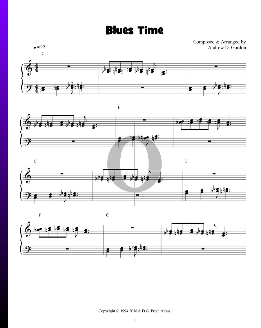 Blues Time (Andrew D. Gordon) Piano Sheet Music - OKTAV