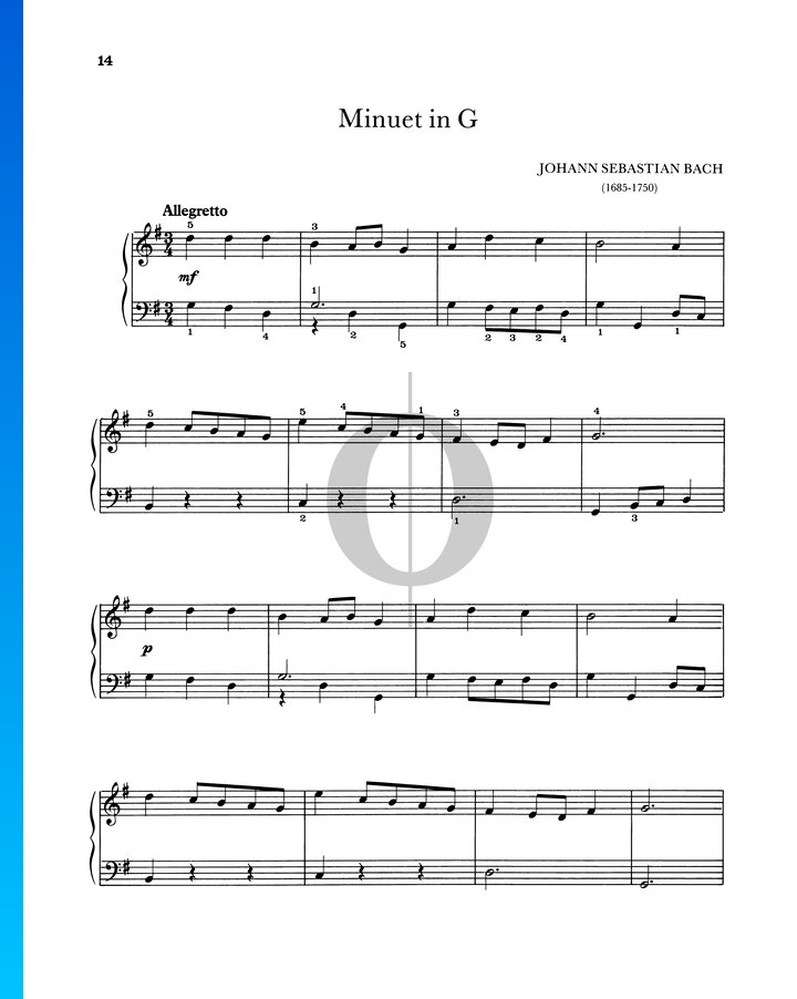 Minuet in G Major, BWV 822 » Johann Sebastian Bach - Partituras de ...