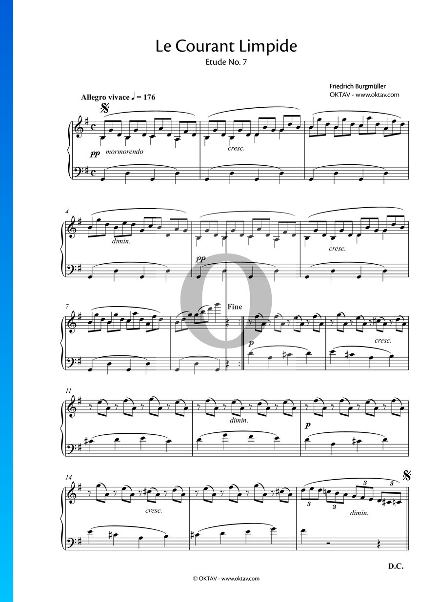 Le Courant Limpide, Op. 100 No. 7 (Johann Friedrich Burgmüller) Piano ...