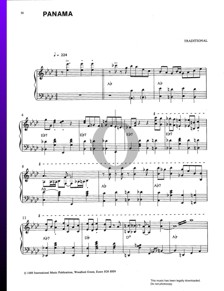 Panama (Joe Sullivan) Piano Sheet Music - OKTAV
