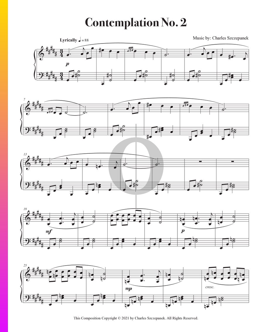 Contemplation No. 2 (Charles Szczepanek) Piano Sheet Music - OKTAV