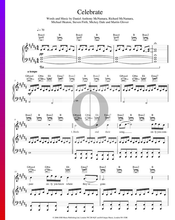 Celebrate (Embrace) Piano Sheet Music - OKTAV