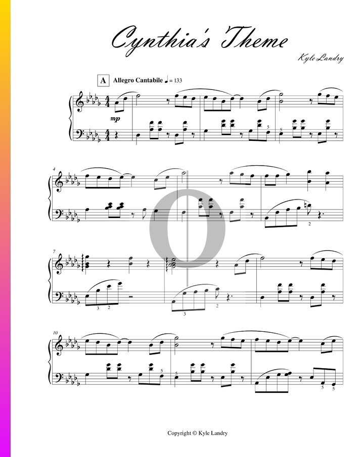 Cynthia's Theme (Kyle Landry) Piano Sheet Music - OKTAV