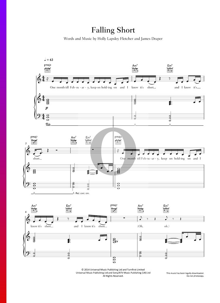 Falling Short (Låpsley) Piano Sheet Music - OKTAV