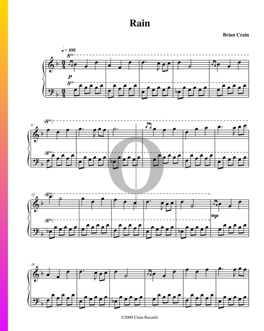 Rain (Brian Crain) Piano Sheet Music - OKTAV