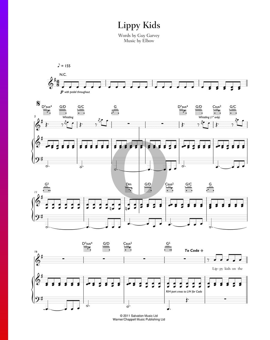 Lippy Kids (Elbow) Piano Sheet Music - OKTAV