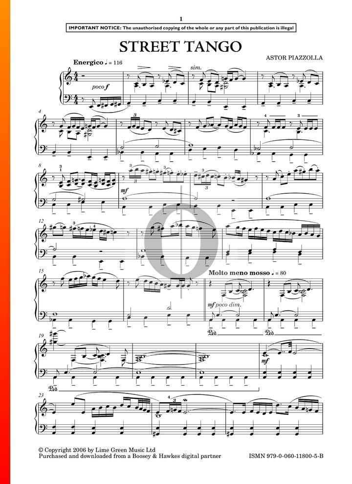 Street Tango (Astor Piazzolla) Piano Sheet Music - OKTAV
