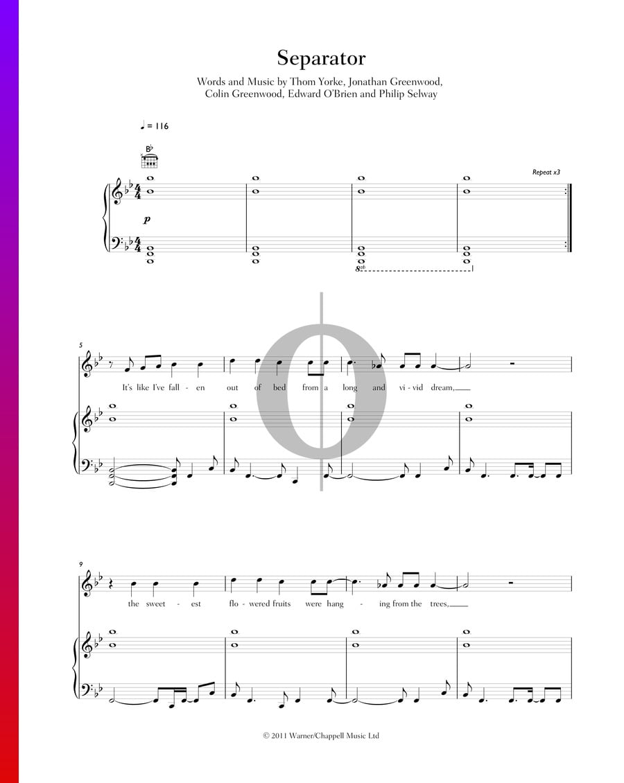 Separator (Radiohead) Piano Sheet Music - OKTAV