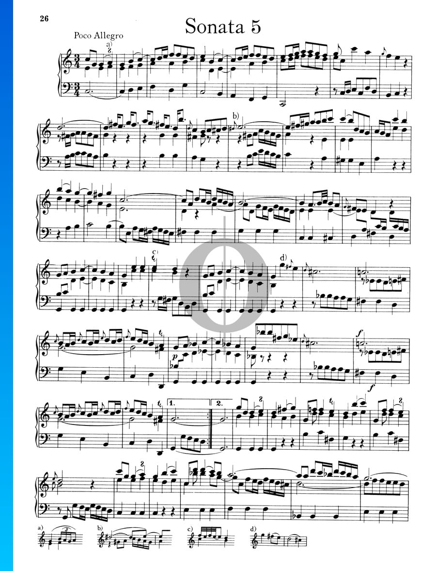 Sonata No. 5, Wq 48: 1. Poco Allegro (Carl Philipp Emanuel Bach) Piano ...