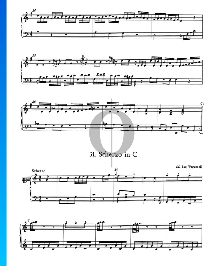 Scherzo en do mayor, n.º 31 » Christoph Wagenseil - Partituras de piano - OKTAV