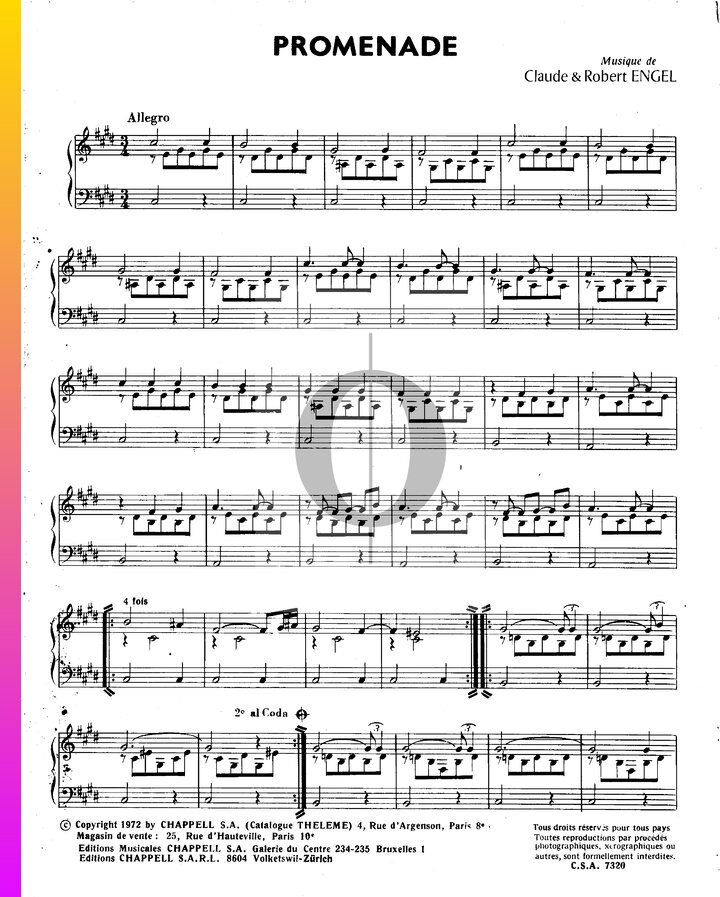 Promenade (Robert Engel, Claude Engel) Piano Sheet Music - OKTAV