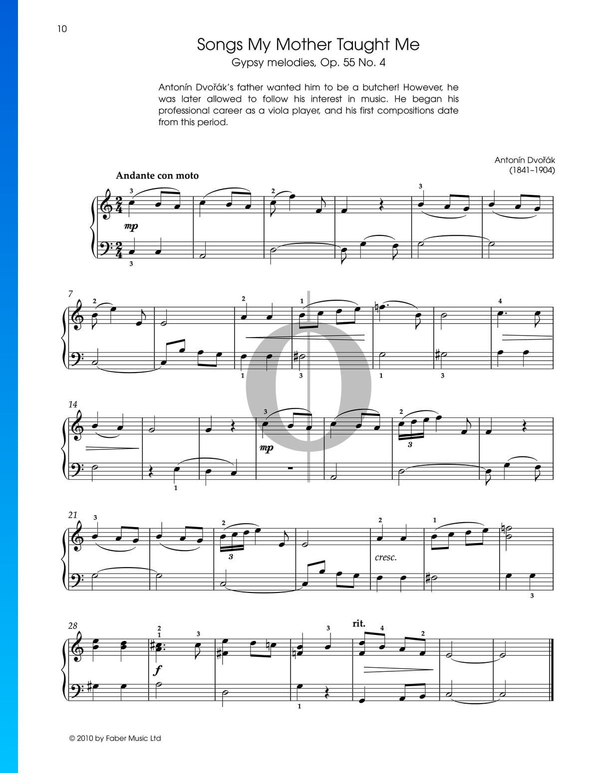 Gypsy Melodies, Op. 55, No. 4.: Songs My Mother Taught Me di Antonín ...