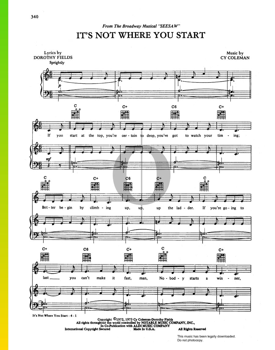 It's Not Where You Start Sheet Music (Piano, Voice, Guitar) - PDF Download & Streaming - OKTAV