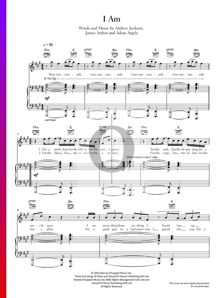 I Am (James Arthur) Piano Sheet Music - OKTAV