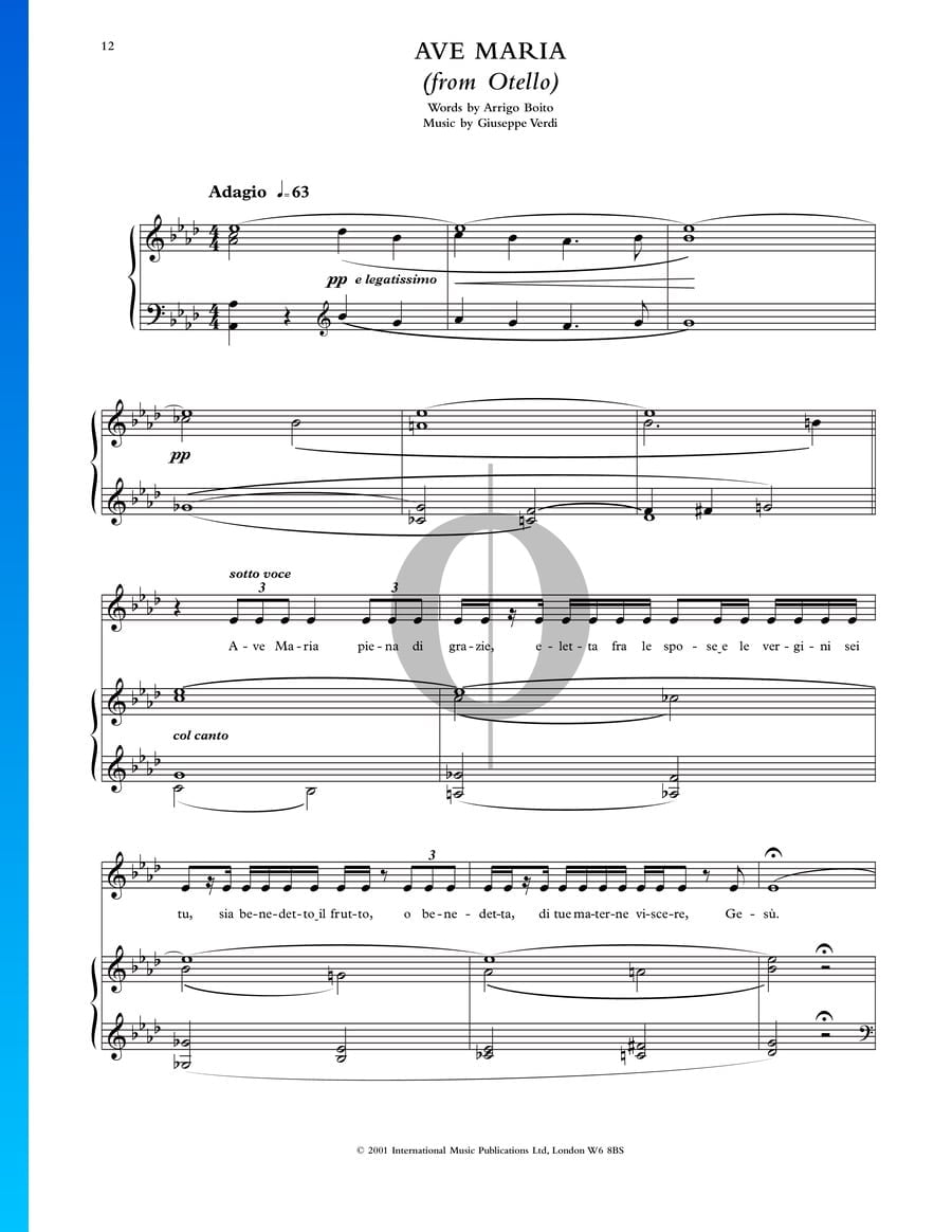 Ave Maria (Giuseppe Verdi) Piano Sheet Music - OKTAV