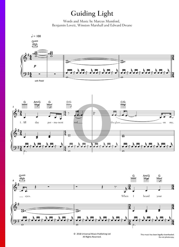 Guiding Light (Mumford & Sons) Piano Sheet Music - OKTAV