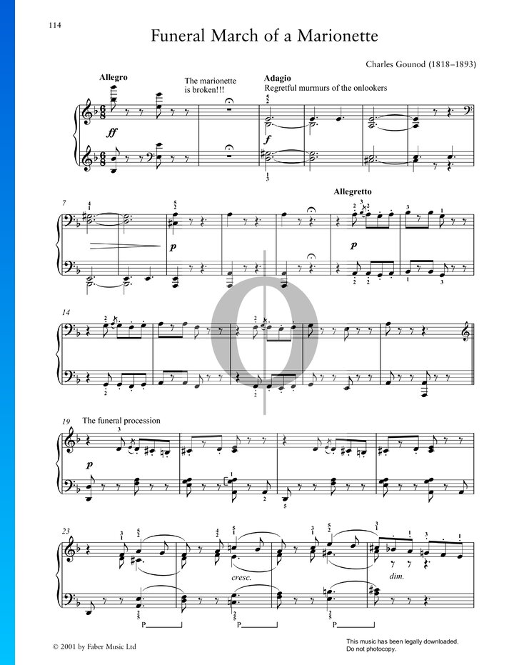 Funeral March Of A Marionette (Charles Gounod) Piano Sheet Music - OKTAV