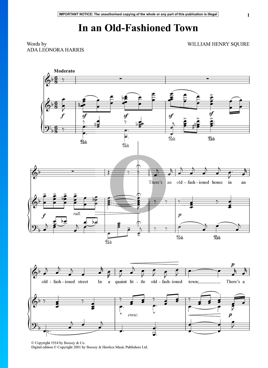In An Old-Fashioned Town (William Henry Squire) Piano Sheet Music - OKTAV