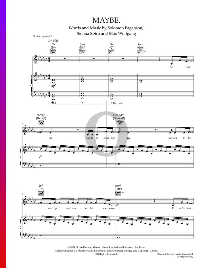 Maybe. (Sienna Spiro) Piano Sheet Music - OKTAV