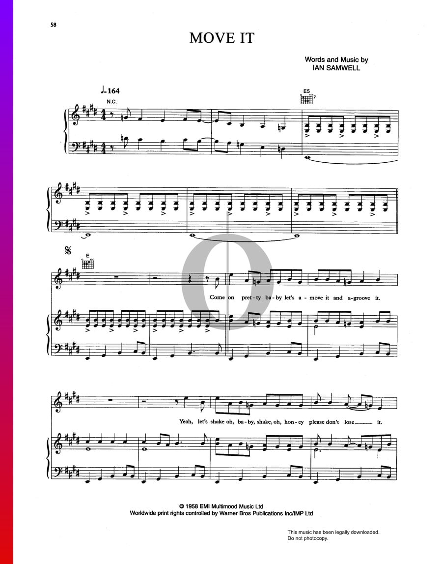 Move It (Cliff Richard, The Drifters) Piano Sheet Music - OKTAV