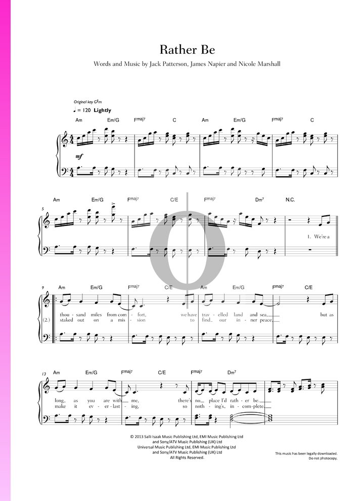 Rather Be (Clean Bandit) Piano Sheet Music - OKTAV