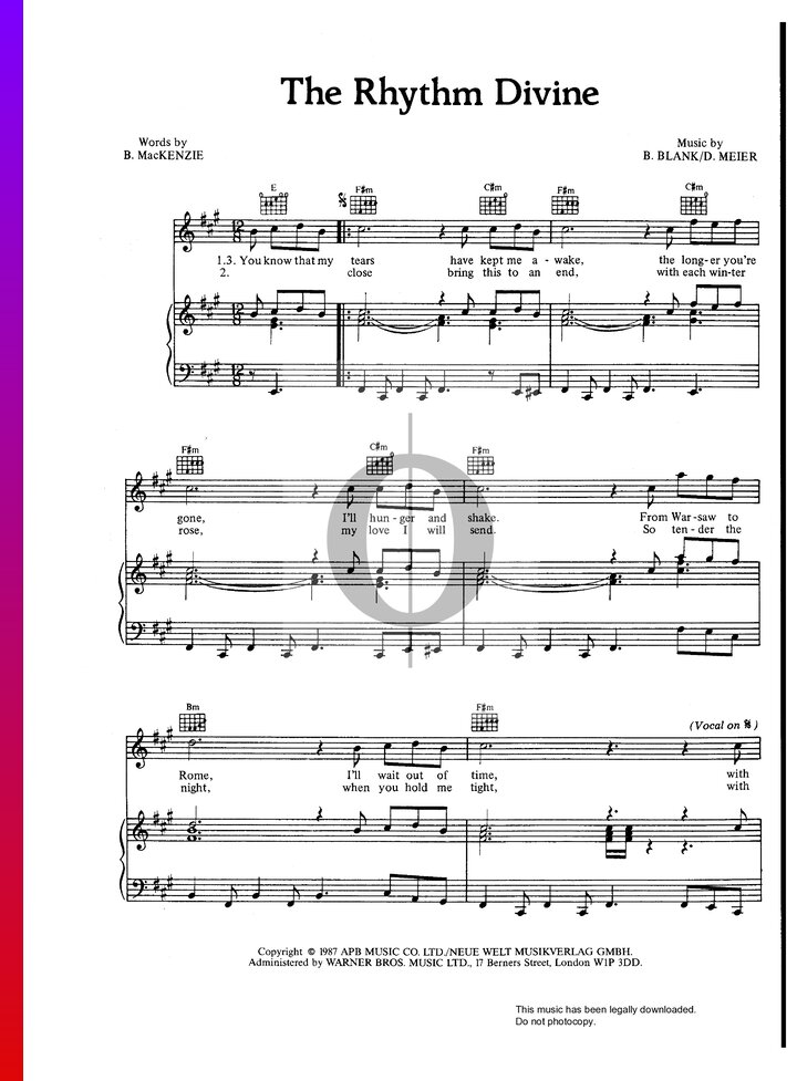 The Rhythm Divine (Yello) Piano Sheet Music - OKTAV