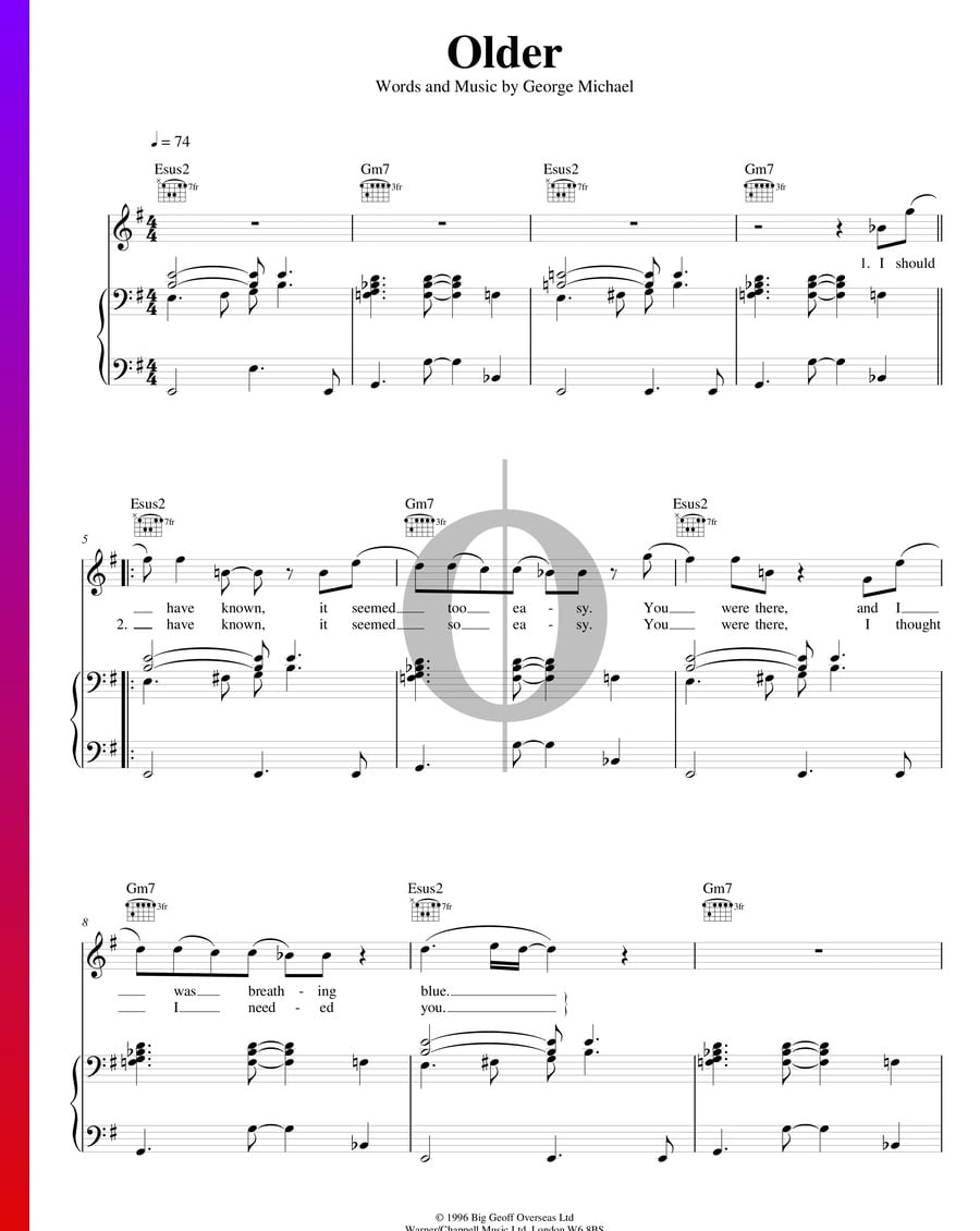 Older (George Michael) Piano Sheet Music - OKTAV