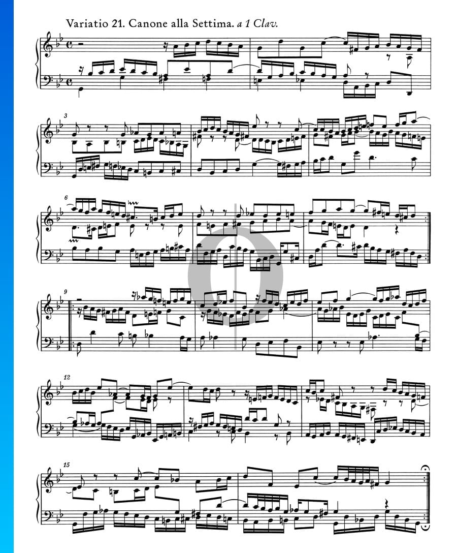 Variaciones Goldberg, BWV 988: Variación 21. Canone alla Settima. a 1 ...