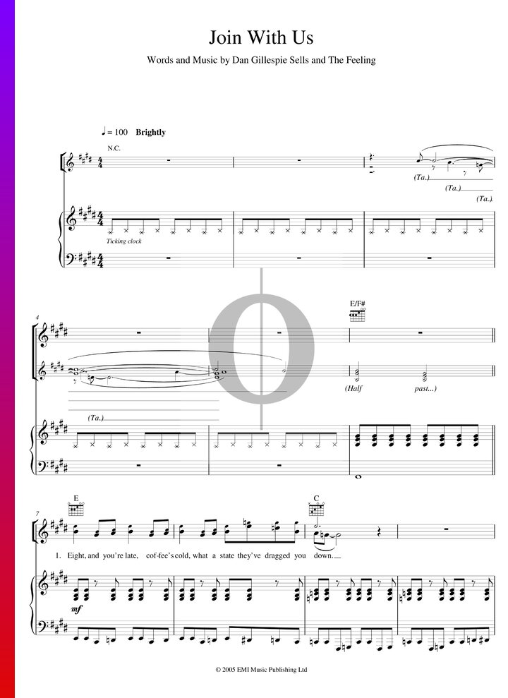 Join With Us (The Feeling) Piano Sheet Music - OKTAV