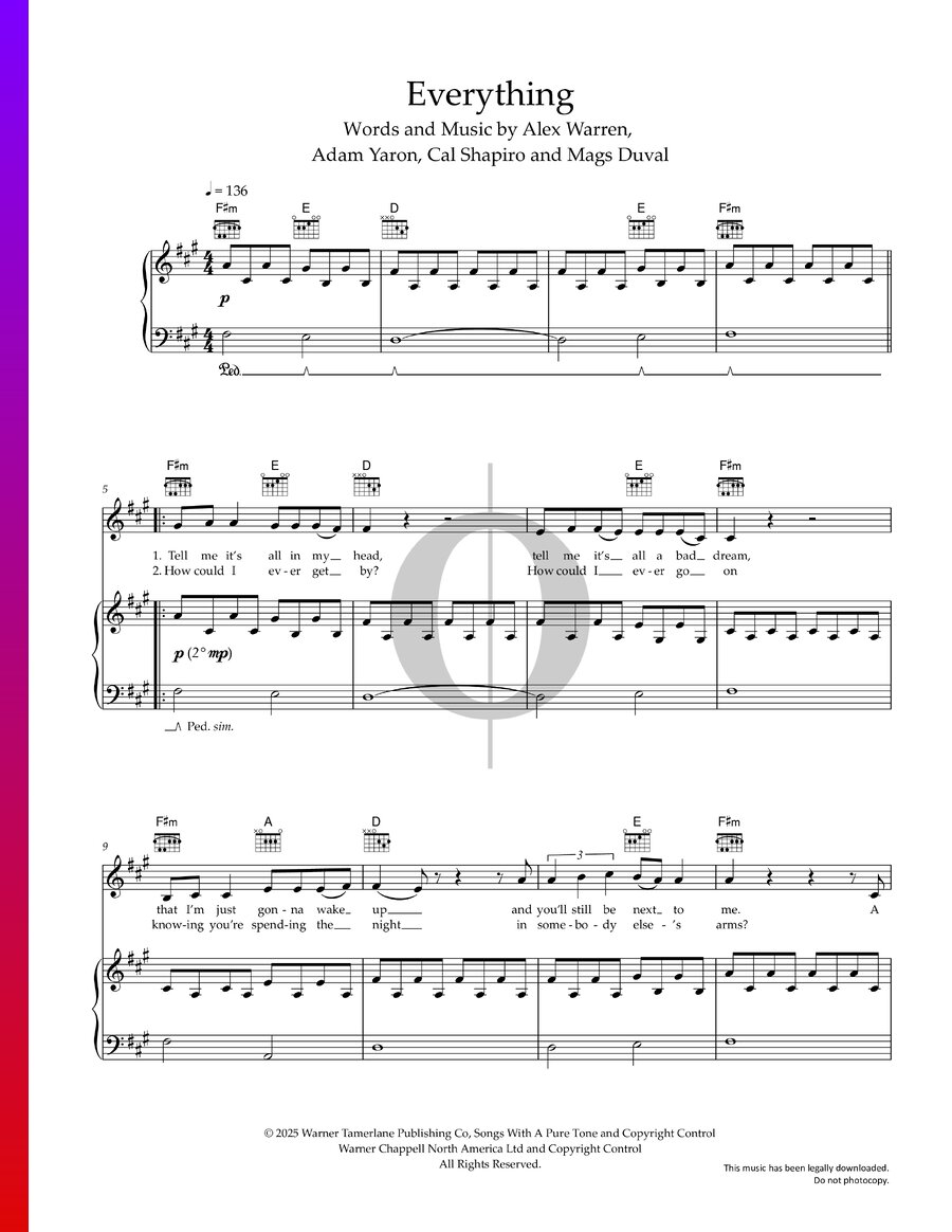 Everything (Alex Warren) Piano Sheet Music - OKTAV