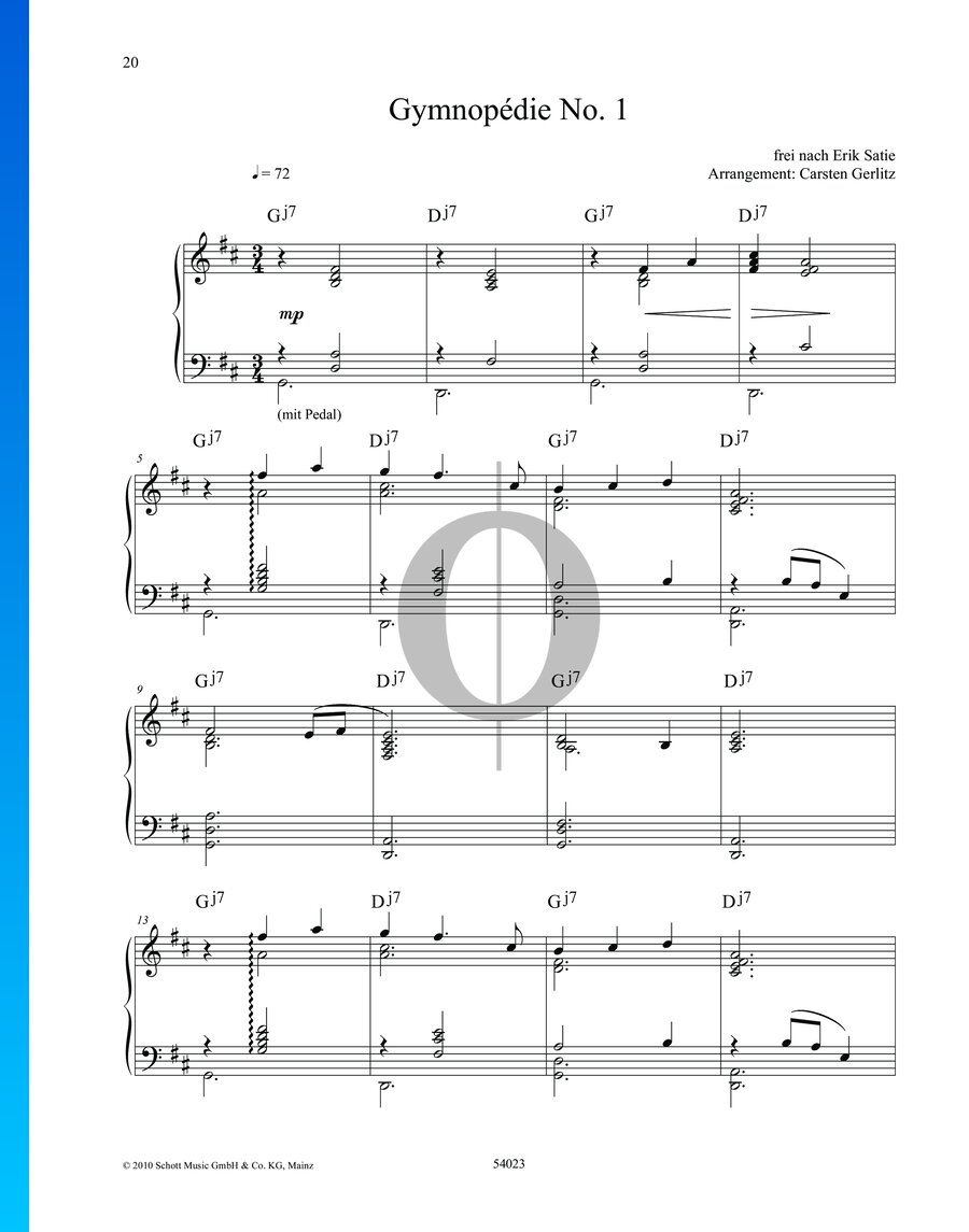 Gymnopédie No. 1 (Crossover) (Carsten Gerlitz) Piano Sheet Music - OKTAV