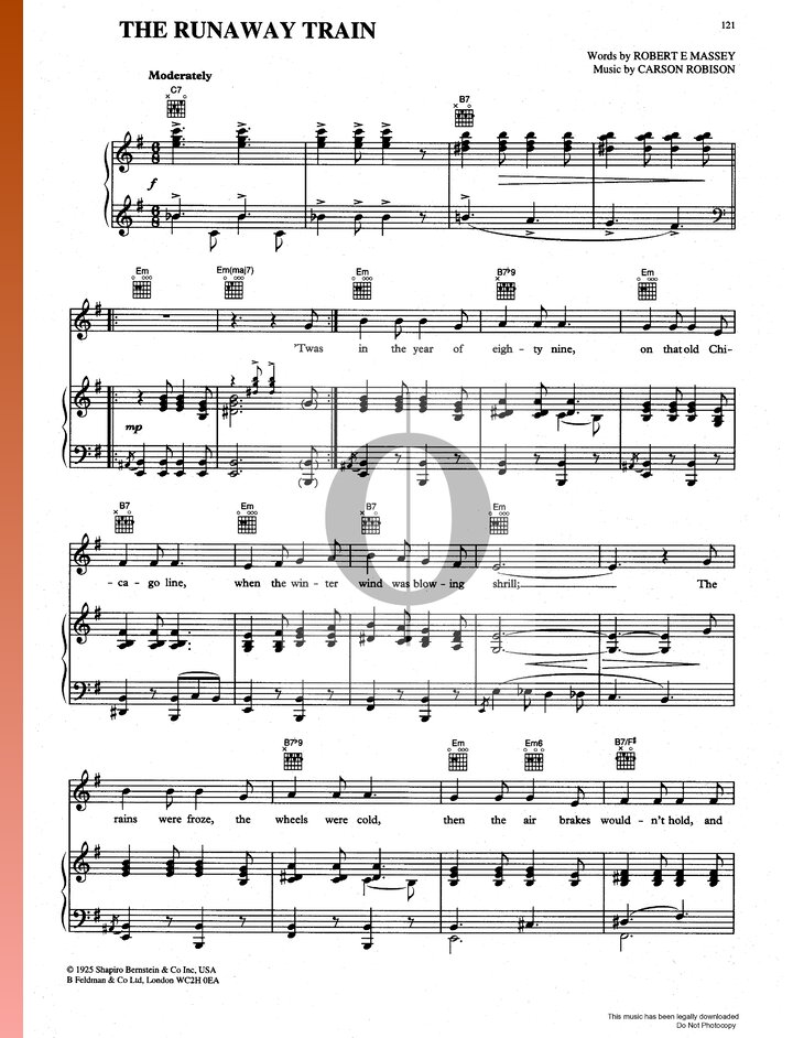 The Runaway Train (Carson Robison) Piano Sheet Music - OKTAV