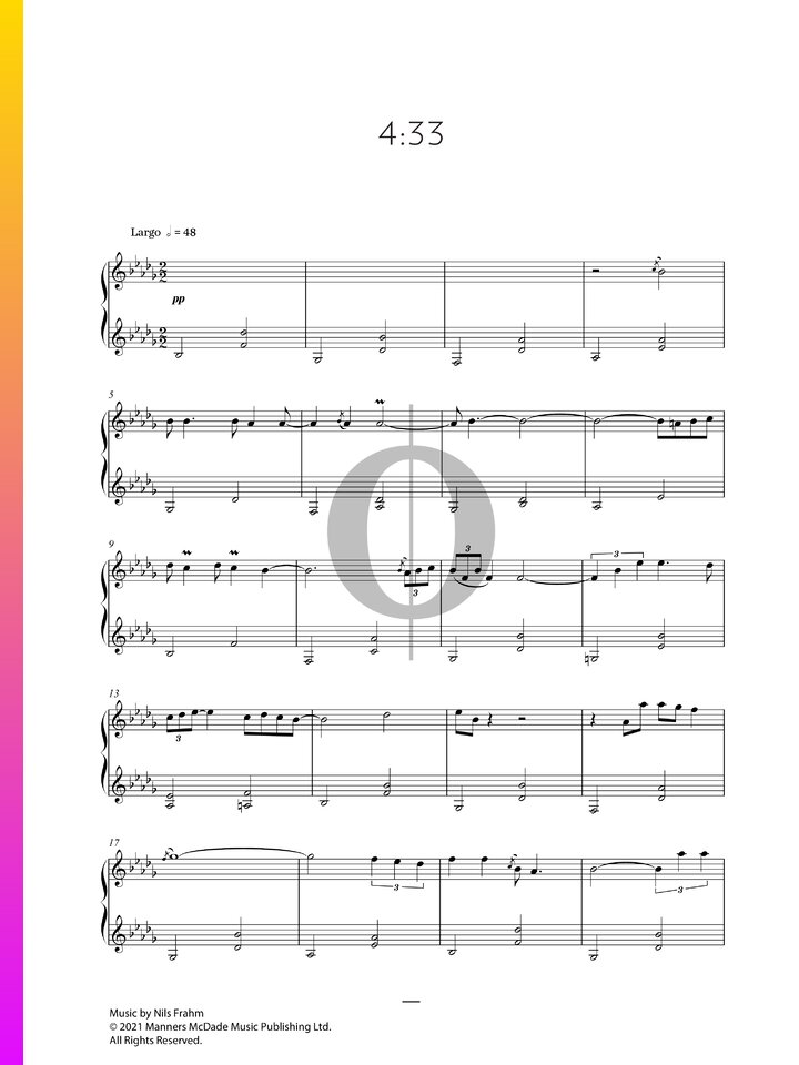 4:33 (Nils Frahm) Piano Sheet Music - OKTAV